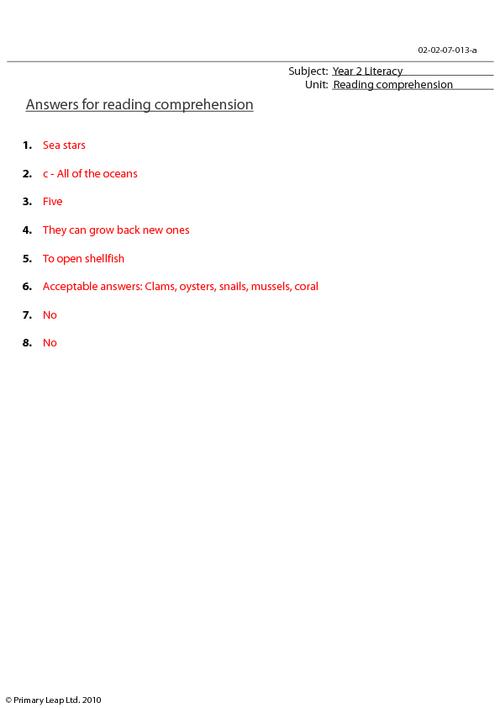 Literacy: Reading comprehension Starfish (non fiction) | Worksheet ...