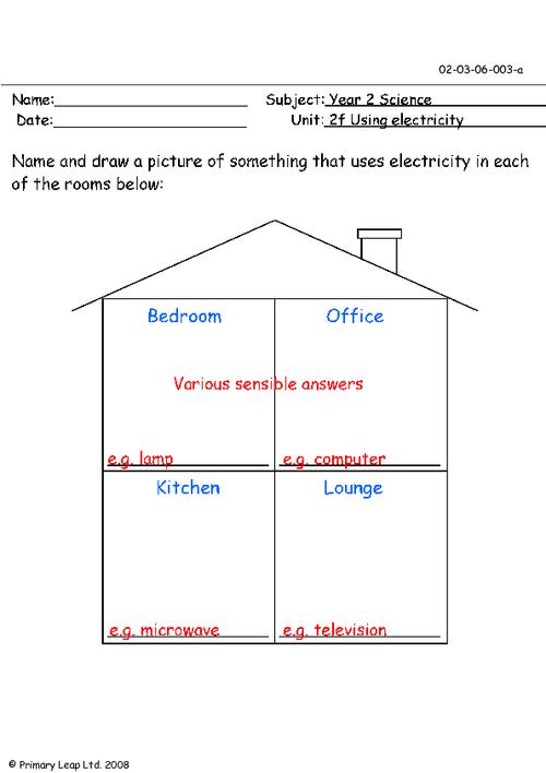 Science: Using electricity for different things | Worksheet ...