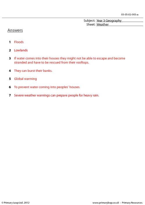 Geography: Extreme Weather Conditions Floods | Worksheet | PrimaryLeap ...