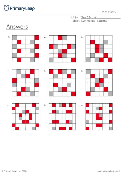 Numeracy: Symmetrical patterns | Worksheet | PrimaryLeap.co.uk