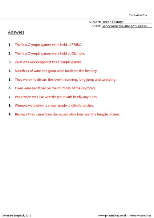 Greek Olympics Printables Middle School