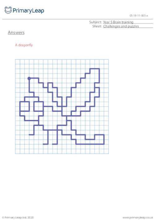 Brain Training: Graphic dictation (dragonfly) | Worksheet | PrimaryLeap ...