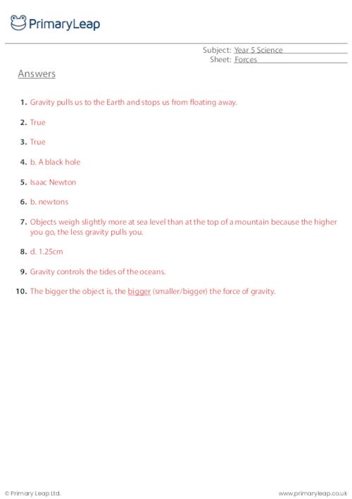 Science: What is gravity? | Worksheet | PrimaryLeap.co.uk