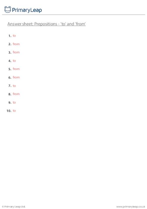 Prepositions - 'to' and 'from'