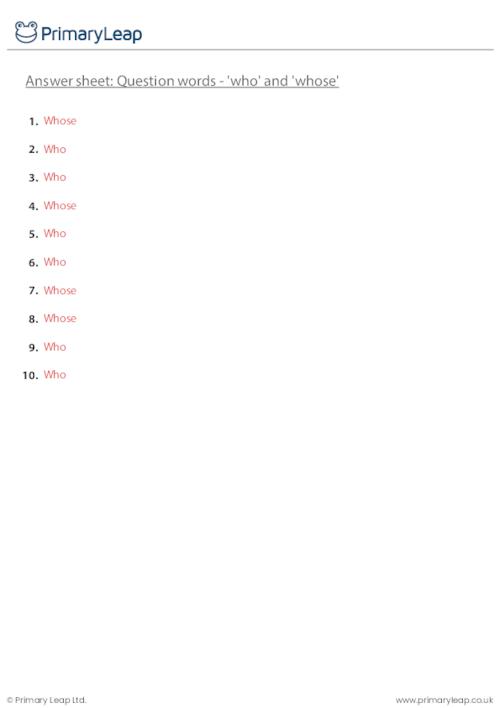 Question words - 'who' and 'whose'
