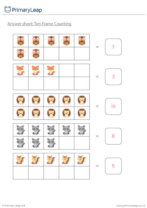 Numeracy: Woodland Animals Ten Frame Counting Activity | Worksheet ...