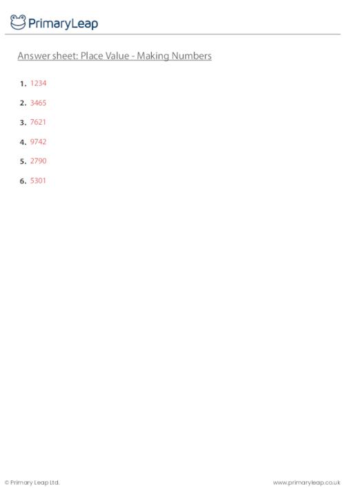 Numeracy: Place Value Making Numbers | Worksheet | PrimaryLeap.co.uk