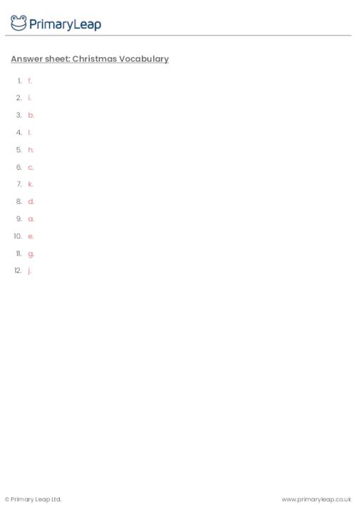 Christmas Vocabulary Match