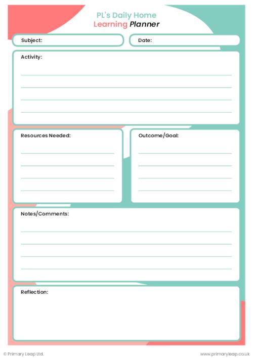 Teaching-essentials: PL's Daily Home Learning Planner