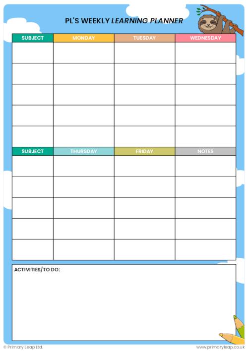 Teaching-essentials: PL’s Weekly Blank Learning Planner