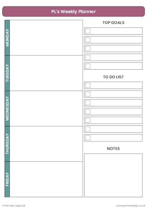 Teaching-essentials: PL's Weekly Goals & To-Do Planner