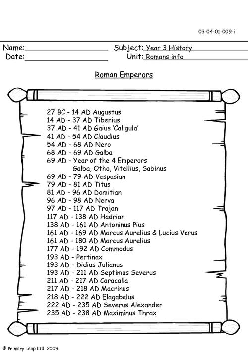 Year 6 - History: Roman Emperors