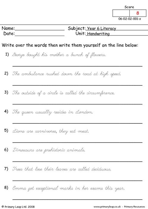 Literacy Handwriting Skills 1 Worksheet PrimaryLeap co uk