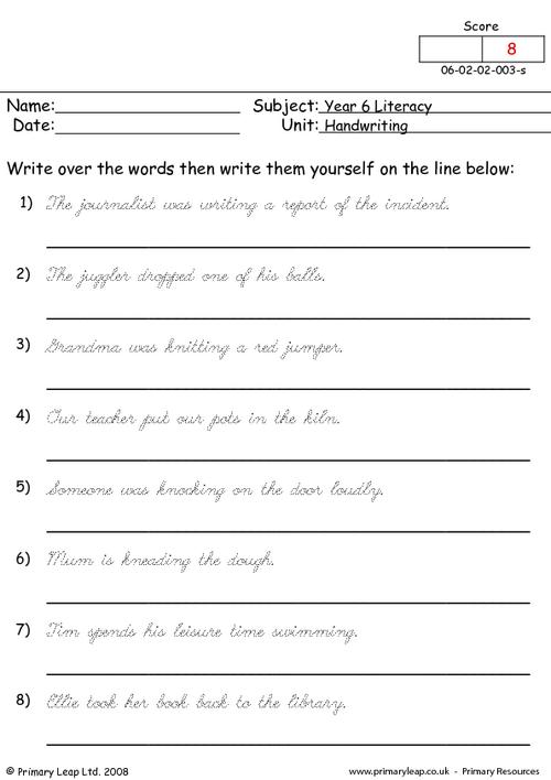 Literacy Handwriting Skills 2 Worksheet PrimaryLeap co uk Literacy Handwriting Skills 2 Worksheet PrimaryLeap co uk