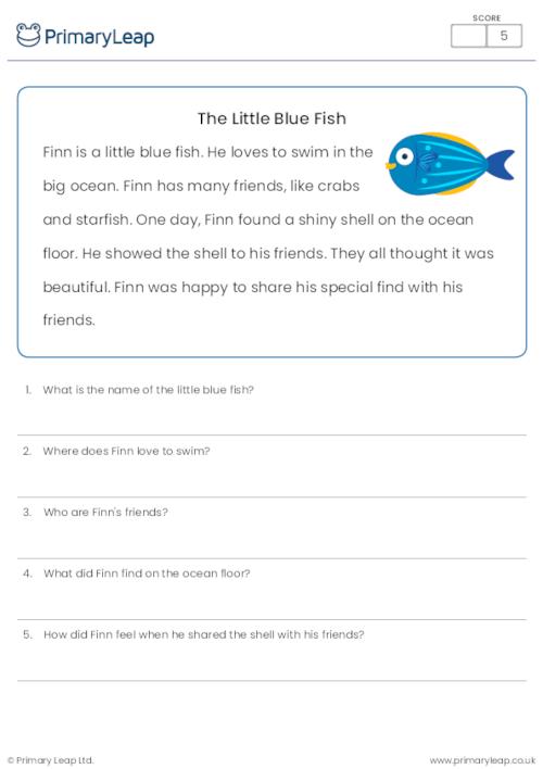 Year 1 - English: The Little Blue Fish - Reading Comprehension