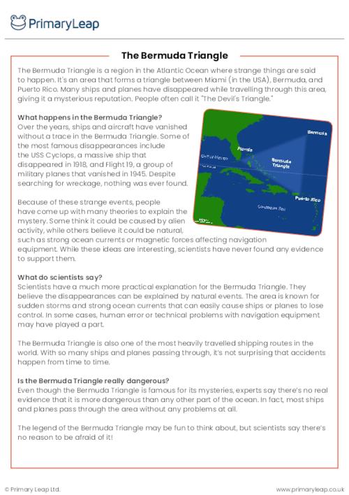 Year 6 - English: The Bermuda Triangle Reading Comprehension