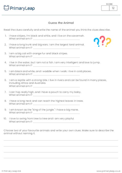 Ks1 - Esl: Guess the Animal