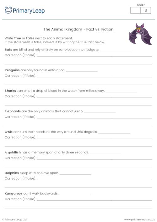 Ks1 - Esl: The Animal Kingdom - Fact vs. Fiction