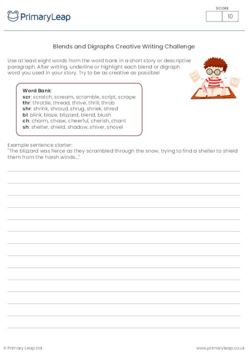 Ks1 - Esl: Blends and Digraphs Creative Writing Challenge