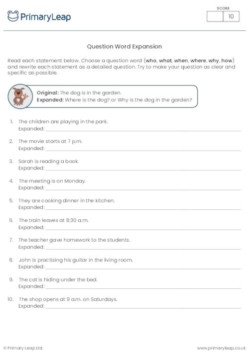 Ks1 - Esl: Question Word Expansion