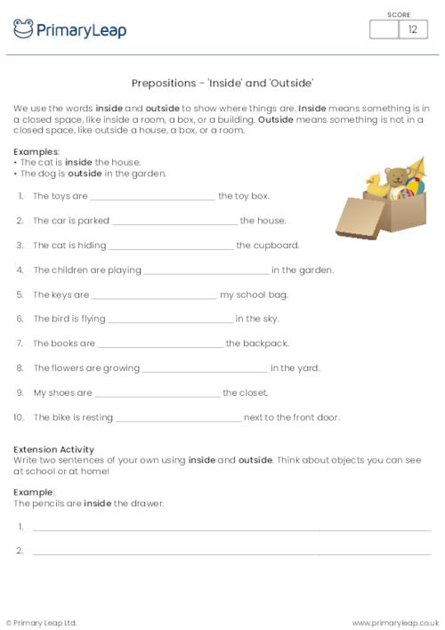 Esl: Prepositions - 'Inside' and 'Outside'