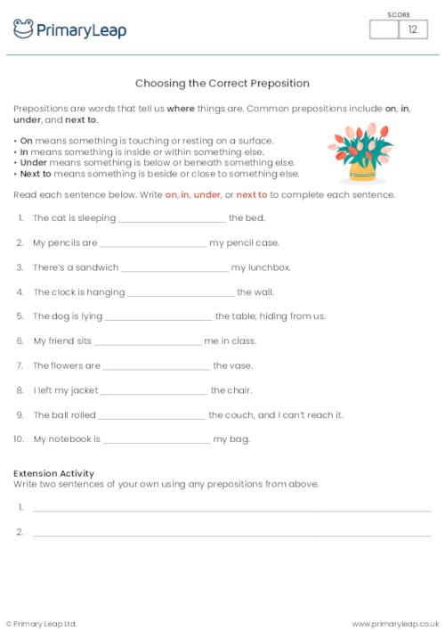 Esl: Choosing the Correct Preposition