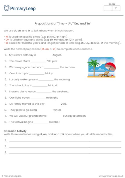 Esl: Prepositions of Time - 'At,' 'On,' and 'In'