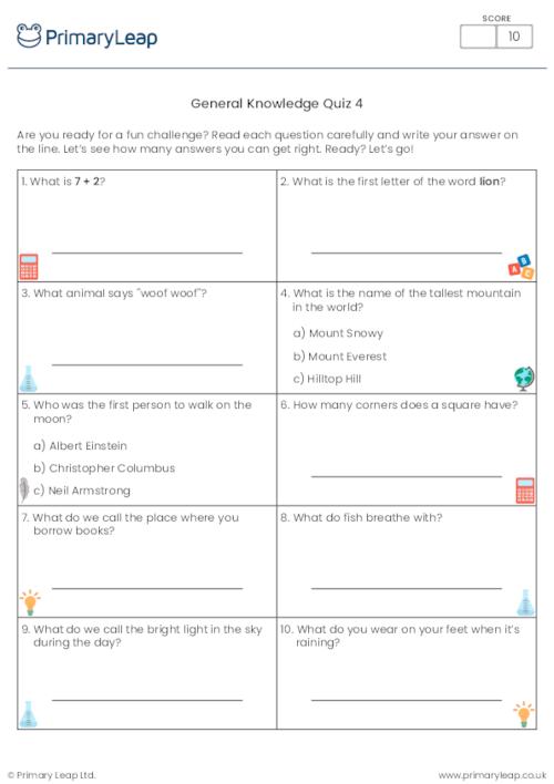 General-knowledge: Y1 General Knowledge Quiz 4