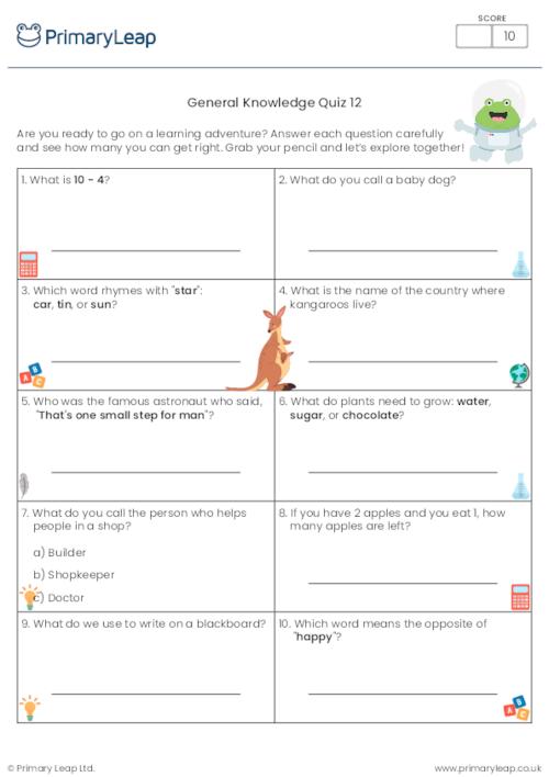 General-knowledge: Y1 General Knowledge Quiz 12