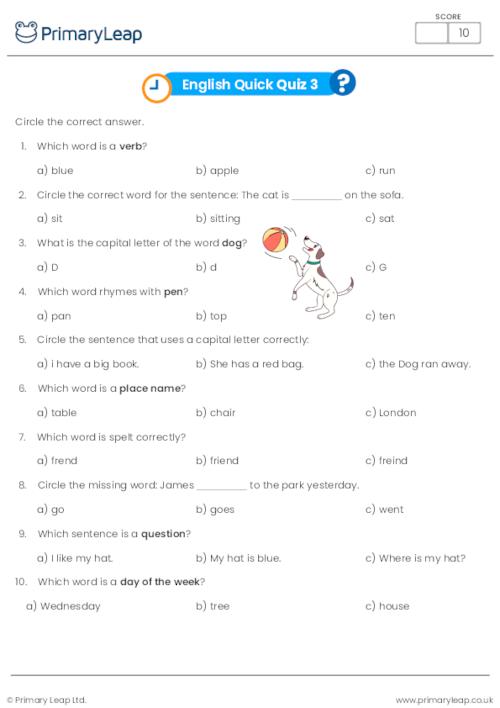 General-knowledge: Y1 English Quick Quiz 3