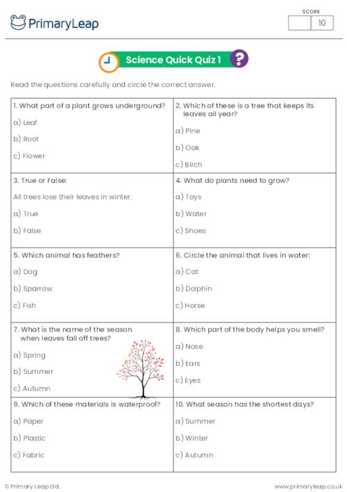General-knowledge: Y1 Science Quick Quiz 1