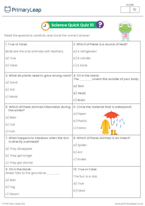 General-knowledge: Y1 Science Quick Quiz 10