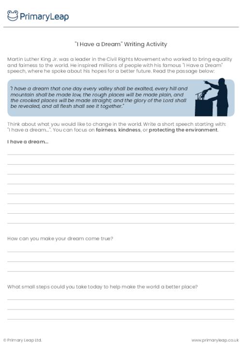 Festivals-and-holidays: KS2 "I Have a Dream" Writing Activity