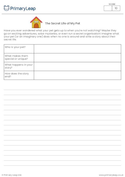 Year 5 - English: The Secret Life of My Pet - Creative Writing Activity