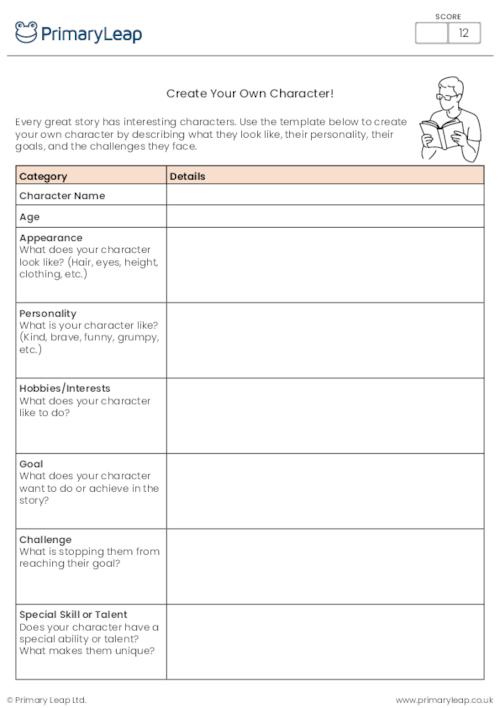 KS2 - Events: Create a Character – A Storytelling Challenge