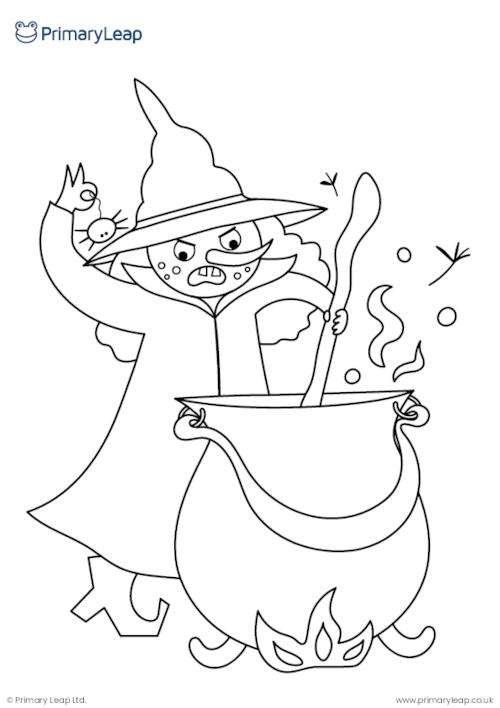 KS1 - Events: Spooky Witch Colouring Page