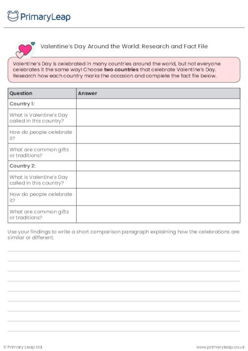 Festivals-and-holidays: Valentine’s Day Research Activity