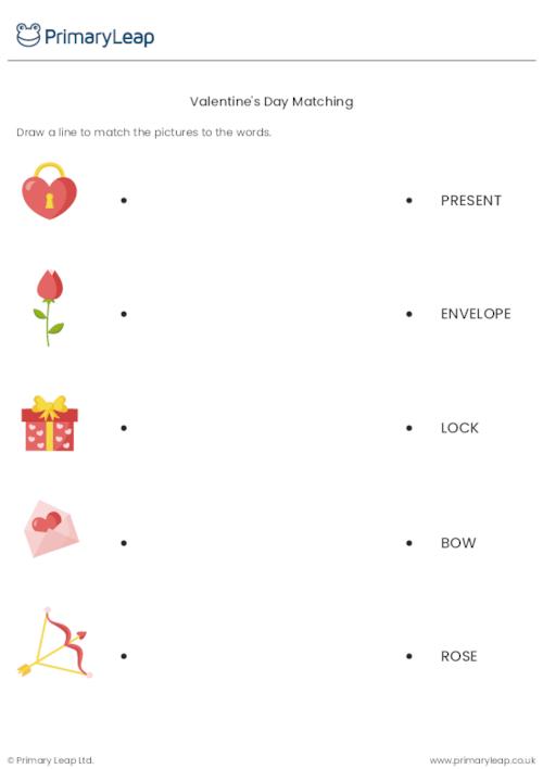 Festivals-and-holidays: Valentine's Day Word and Picture Matching