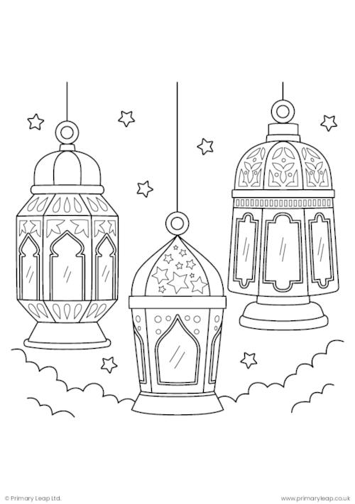 Festivals-and-holidays: Ramadan Lanterns Colouring Page