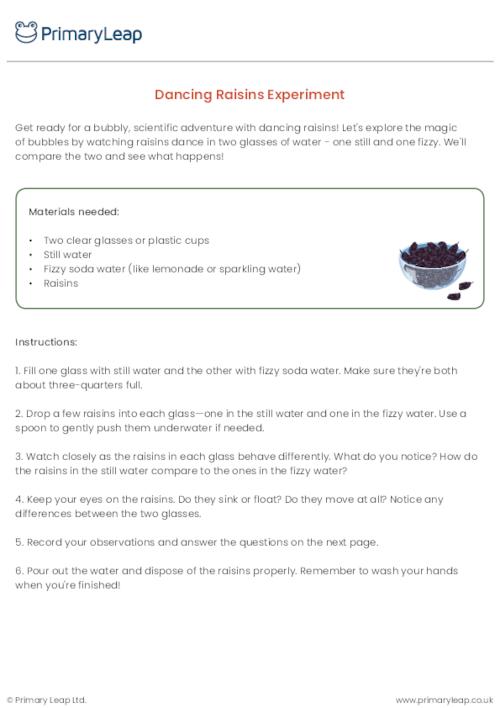Events: Dancing Raisins Experiment – Science Activity on Gas and Buoyancy