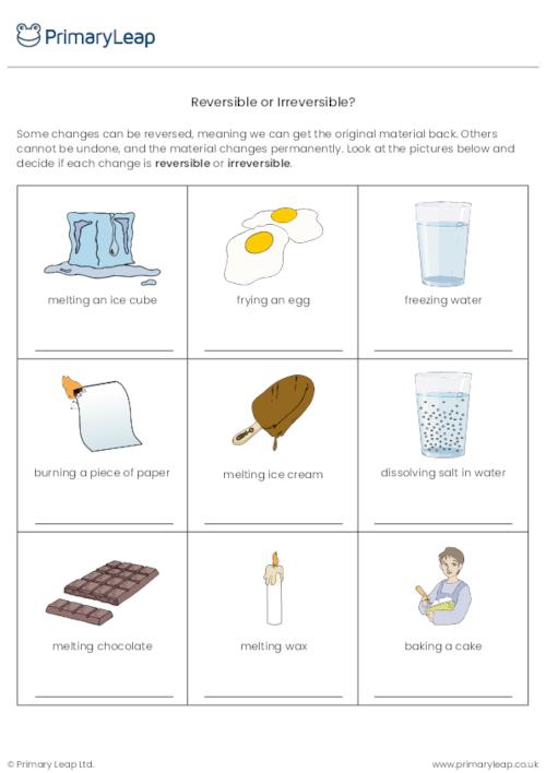 Events: Reversible or Irreversible? Sorting Material Changes