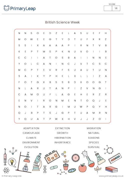 Events: British Science Week Word Search