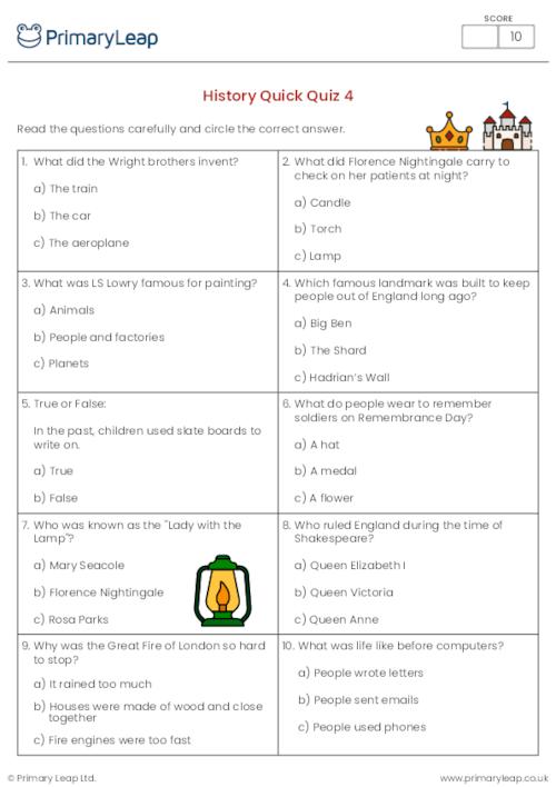 General-knowledge: Y1 History Quick Quiz 4
