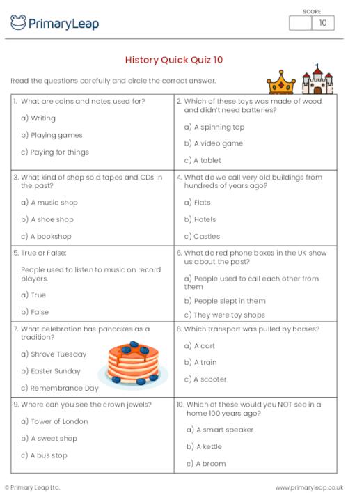 General-knowledge: Y1 History Quick Quiz 10