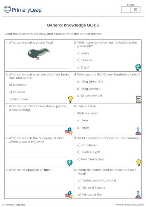 General-knowledge: Y2 General Knowledge Quiz 6