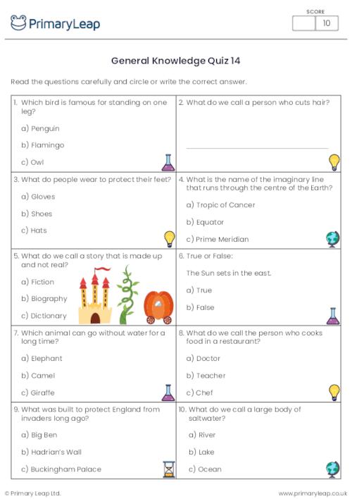 General-knowledge: Y2 General Knowledge Quiz 14