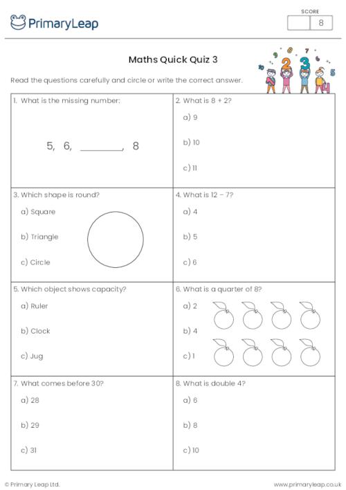 General-knowledge: Y1 Maths Quick Quiz 3