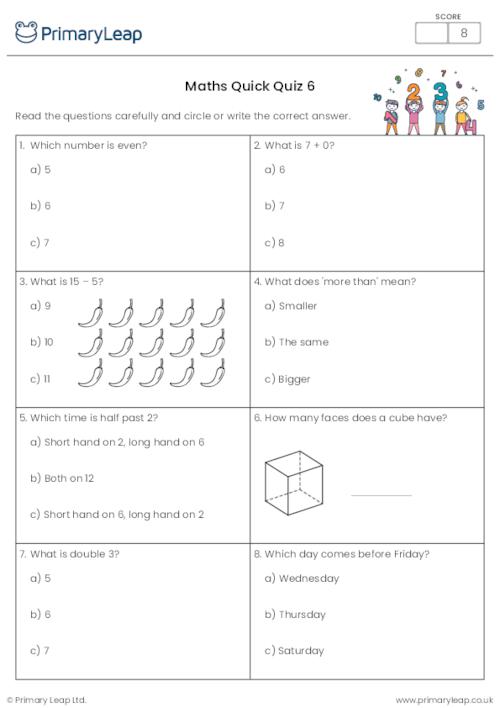 General-knowledge: Y1 Maths Quick Quiz 6