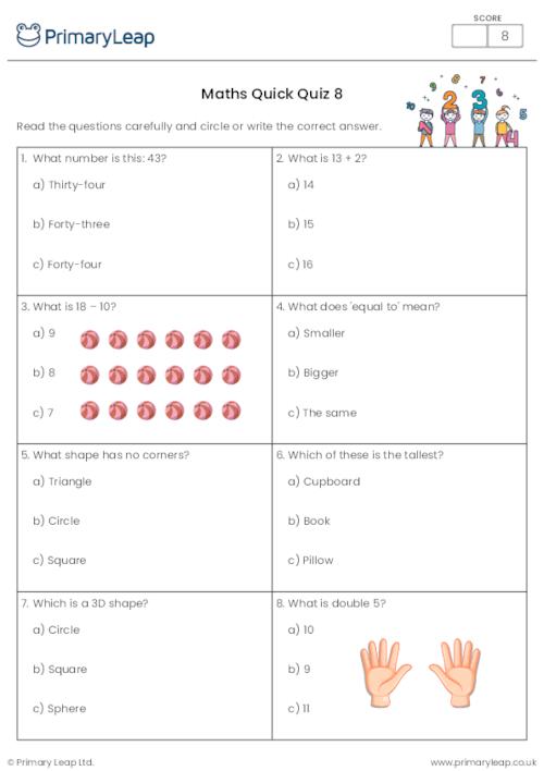 General-knowledge: Y1 Maths Quick Quiz 8