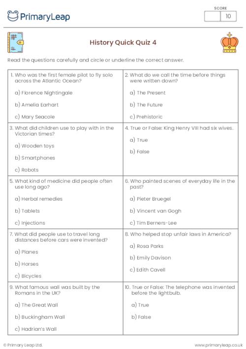 General-knowledge: Y2 History Quick Quiz 4